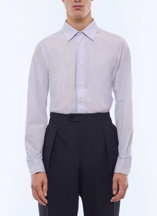 Fursac Chemise &agrave; rayures en popeline de coton - Taille 37 - Homme