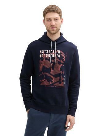 Tom Tailor Herren 1043421 Basic Hoodie mit Print, 10668-Sky Captain Blue, XXL
