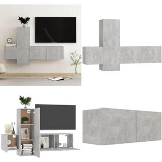 vidaXL Vidaxl - 3-tlg. TV-Schrank-Set Betongrau Holzwerkstoff - tv Schrank Set - Wandmontage - Wohnraum Dekoration - Regal - Betongrau - Home & Living