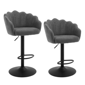 Woltu Barhocker 2er Set, Barstuhl H&ouml;henverstellbar mit Bl&uuml;tenblatt-Design, 360&deg; drehbar, Gepolsterte Bar Hocker mit Lehne, Fu&szlig;st&uuml;tze, f&uuml;r Esszimmer Heimbar 