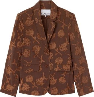 Ganni Blazer in Fil Coup&eacute; - - Jackets - Damen - Braun - S
