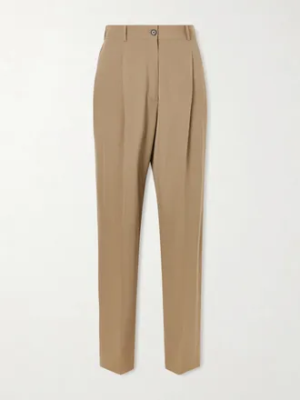 The Row Pantalon En Laine &Agrave; Plis Gianni - Neutres