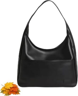 Generic Grand sac fourre-tout pour femme, grand sac &agrave; main en similicuir v&eacute;g&eacute;talien, doux, d&eacute;contract&eacute;, r&eacute;tro, sac &agrave; main pour un usage quotidien, Noir, 25*35