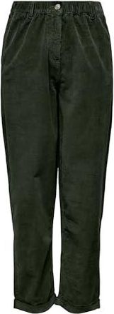 Only Only Pantalon Classique ONLFLORA pour Femme - Pantalon Classique en Velours c&ocirc;tel&eacute; - Coupe Carrot, Colophane, XS / 32L