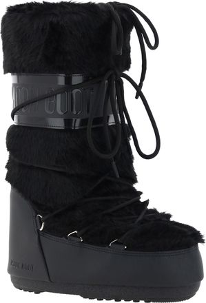 Moon Boot Womens Icon Faux Fur Boots Black