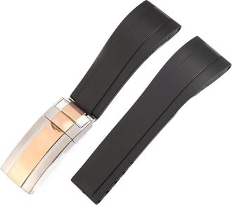 Generic LXGGUC Für YachtMaster Silikon Wasserdichtes Uhrenarmband Zubehör Gummiarmband Kettenschnalle mit Logo