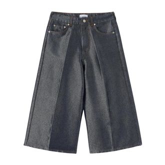 Ganni Femme, Jeans, Gris, Taille: W30 Shiny Weft Denim Shorts