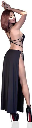 Chilirose Minikleid Elegantes Glitzer langes Kleid Riemchen Frauen Dessous Kleid in schwar