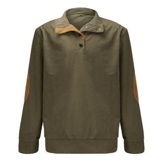 Generic Chemise &agrave; manches longues pour homme, infroissable, polo &agrave; manches longues, 1/4 bouton, style vintage, coupe droite, en velours c&ocirc;tel&eacute;, chemise d&eacute;t&eacute; &agrave;