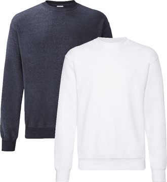 Fruit Of The Loom Herren 62-202-0 Set-IN Sweatshirts 1er/2er - 1Weiss/1Vin.Red + 1 HLKauf-Notizblock - Gr&ouml;&szlig;e: XXL