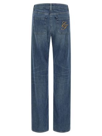 Elisabetta Franchi Logo-Embroidered Denim Jeans - blue