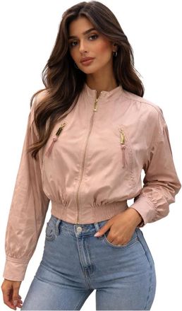 Elisabetta Franchi Femme, Vestes, Rose, Taille: 40 FR Zip-Fastening Bomber Jacket