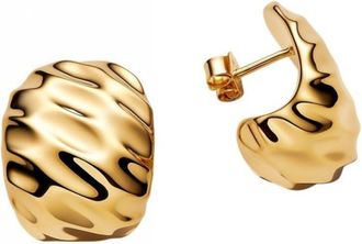 Pandora Pandora Essence Gewellte Breite Creolen-Ohrringe aus 14 Karat Vergoldetem Sterling Silber, 263879C00