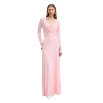 Victoria Beckham Lang&auml;rmeliges Maxikleid mit Twist-Detail - - Dresses - Damen - Rosa - XS