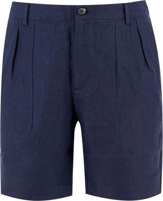 Sease Sease, Homme, Shorts, Bleu, Taille: M Herringbone Linen Bermuda Shorts