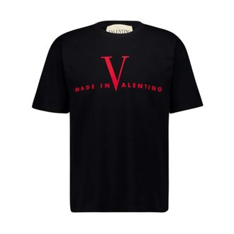 Valentino Garavani Baumwoll-T-Shirt mit Made In Print - - Tops - Herren - Schwarzk - S