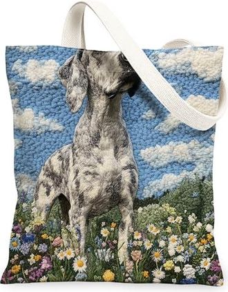 Generic Sac fourre-tout en toile motif dogue allemand pour le shopping, 33 x 38,1 cm, sac d&eacute;picerie r&eacute;utilisable pour femme, sac d&eacute;picerie amusant pour animal