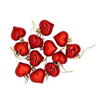 Amosfun 24 St&uuml;ck Weihnachtsbaum h&auml;ngende Herzen Dekorationen Ornamente Herzform Weihnachtsbaum Christbaumkugeln rot, plastik, rot, 4.5 * 4.5CM