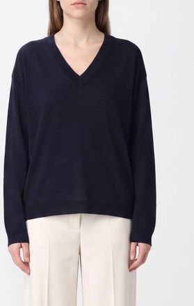 Semicouture Pullover aus reiner Schurwolle mit V-Ausschnitt und &uuml;berschnittenen Schultern
