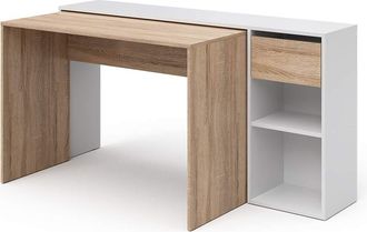 Vicco Schreibtisch Ben, Arbeitstisch für das Büro, Weiß/Sonoma, 145 x 46.4 cm