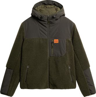Superdry Herren Expedition Hybrid Hoodie mit Teddyfell Surplus Goods Olivgr&uuml;n XL