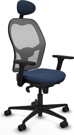 Piqueras y Crespo Atmungsaktiver B&uuml;rostuhl mit 3D-Armen, h&ouml;henverstellbarer Lendenwirbelst&uuml;tze und festem Kopfteil, ausgestattet mit Sincro 5 Positionen und injiziertem