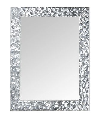 MO.WA Spiegel Wandspiegel Rechteckig Silber 72x95 Rechteckiger Spiegel Blattsilber Holzrahmen Hängender Spiegel Dekospiegel Modern