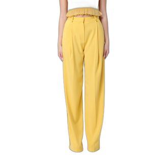 Elisabetta Franchi Pantalon large en cr&ecirc;pe - Femme - Pantalons - Jaune - Taille: 44 FR