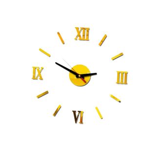 Cabilock Rahmenlose DIY-wanduhr Mit R&ouml;mischen Ziffern Selbstklebend Moderne Kunst-wanduhr Ger&auml;uschlos Aufkleber Heimdekoration F&uuml;r Wohnzimmer Schlafzimmer Gold