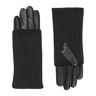Sams&oslash;e & Sams&oslash;e Gants en cuir &agrave; poignets c&ocirc;tel&eacute;s longs - Femme - Accessoires - Noir - Taille: S