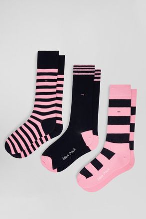 Eden Park Lot De 3 Paires De Chaussettes Cercl&eacute;es Roses En Coton Stretch