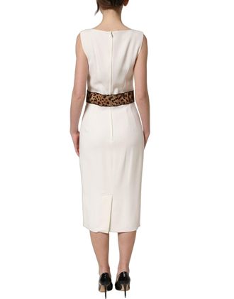 Dolce & Gabbana Leopard-Print Sleeveless Sheath Dress - White