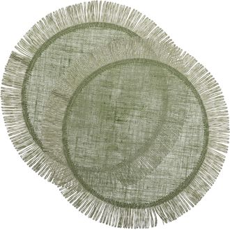 DOITOOL 2 St&uuml;ck Teiliges Rundes Jute platzset mit Fransen Isolierte Tischmatten Hitzebest&auml;ndig rutschfest Stilvolle Tischdekoration f&uuml;r Zuhause Restaurants un