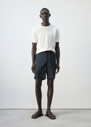 Mango Bermuda slim-fit 100 % lin bleu marine - Homme - 38 - MANGO MAN