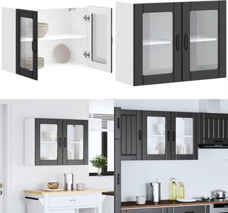 vidaXL Vidaxl - Armoire murale de cuisine avec porte en verre Lucca noir