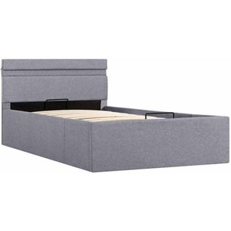 vidaXL Bett mit Bettkasten Hydraulisch LED Hellgrau Stoff 100x200 cm vidaXL