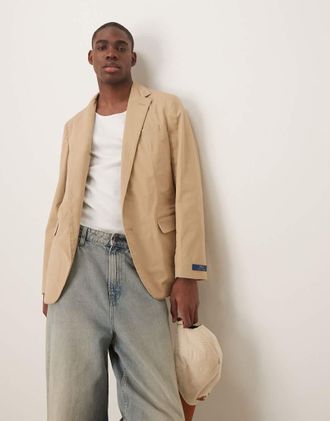 Polo Ralph Lauren Eleganter Blazer aus Stretch-Baumwolle in Hellbraun mit 2 Kn&ouml;pfen