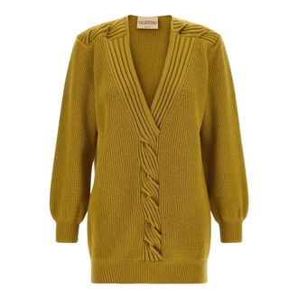 Valentino Garavani Geflochtener V-Ausschnitt Pullover - - Knitwear - Damen - Gelb - XS