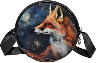 Generic Sac &agrave; bandouli&egrave;re rond pour femme, motif fleurs de renard, sac &agrave; dos avec fermeture &eacute;clair, bretelles r&eacute;glables, sac &agrave; main rond d&eacute;contract&eacute; pour femm