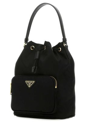 Prada Womens Black Re-Nylon Duet Bucket Bag Nero Poliammidericiclata-Vitello Borse A Secchiello