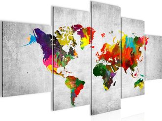 Runa Art Bilder Weltkarte 200 x 100 cm 5 Teilig XXL Wanddekoration Design Bunt 105151c