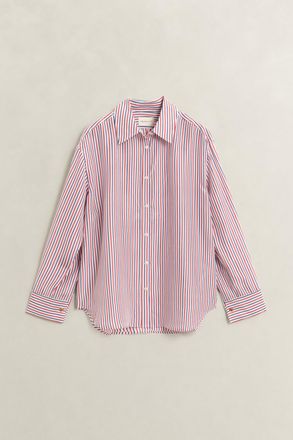 GANT Damen Gestreifte Bluse aus Habotai-Seide (32) PERFECT Rot