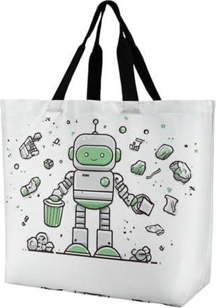 Generic Robot De Ligne Sac A Main Femme Imperm&eacute;able Tote Bag R&eacute;utilisable Sac &Agrave; Bandouli&egrave;re Pour Plage Quotidienne Voyage