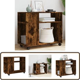 vidaXL Vidaxl - Beistelltisch mit Rollen R&auml;uchereiche 70x35x60 cm Holzwerkstoff