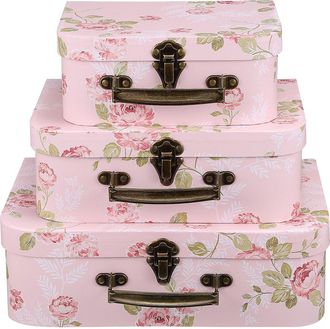 Pretyzoom 3 Stück dreiteilige Geschenkbox Karton Aufbewahrung Blume Aufbewahrung Koffer Gepäck Kleine Karton Blumendekorationen Blumendekor Vintage Koffer Mini 