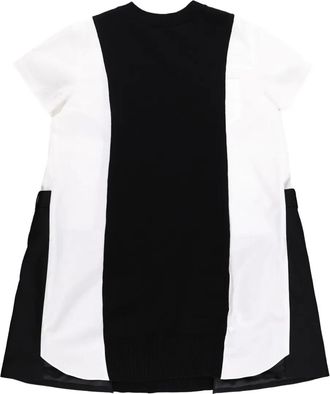 sacai Gestricktes Popeline-Kleid - Schwarz