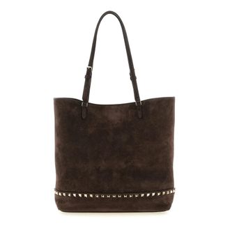 Valentino Garavani Rockstud Medium Suede Tote - - Bags - Damen - Braun - ONE SIZE