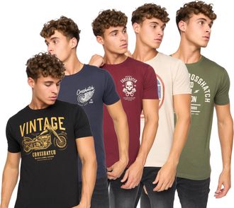 Crosshatch Motohub T-Shirt für Herren(5er-Pack) (Bunt)
