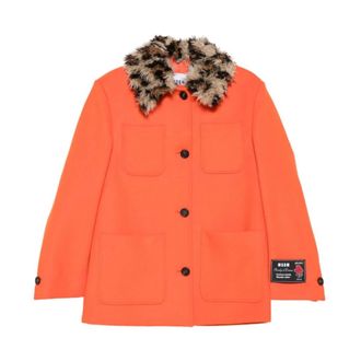Msgm Wolljacke mit zotteligem Animalier-Kragen - - Jackets - Damen - Orange - M