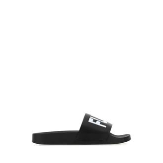 VTMNTS Vtmnts, Homme, Chaussures, Noir, Taille: 42 EU Slides &agrave; imprim&eacute; slogan